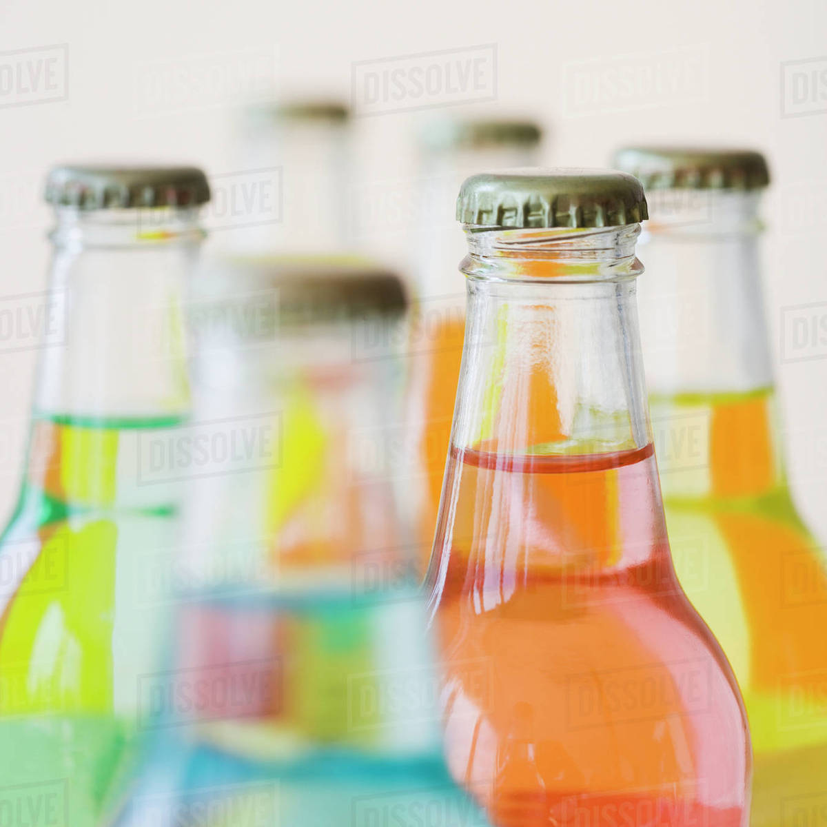 Close up of glass soda bottles - Royalty-free Stock Photo | Dissolve