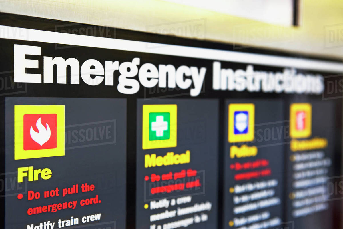 Emergency intstructions sign - Stock Photo - Dissolve