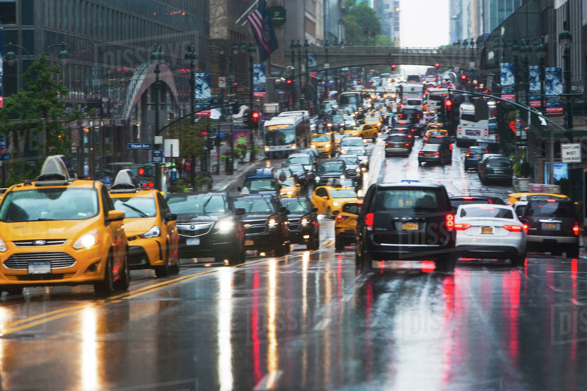 USA, New York State, New York City, Manhattan, Car traffic - Royalty ...