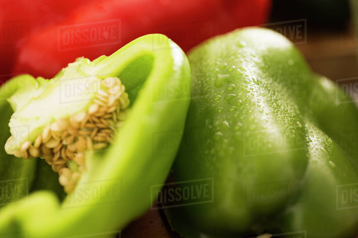 Close-up of green bell pepper - Stock Photo - Dissolve
