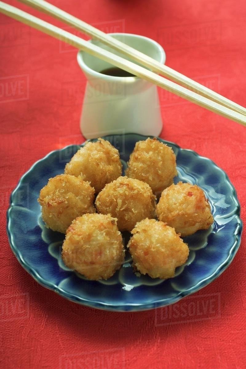 Breaded shrimp balls with hoisin sauce (Asia) - Stock Photo - Dissolve