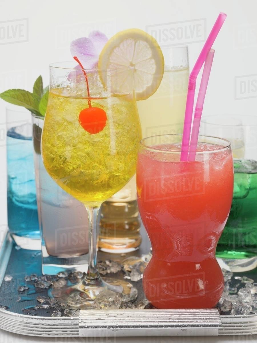Assorted cocktails on tray - Royalty-free Stock Photo | Dissolve