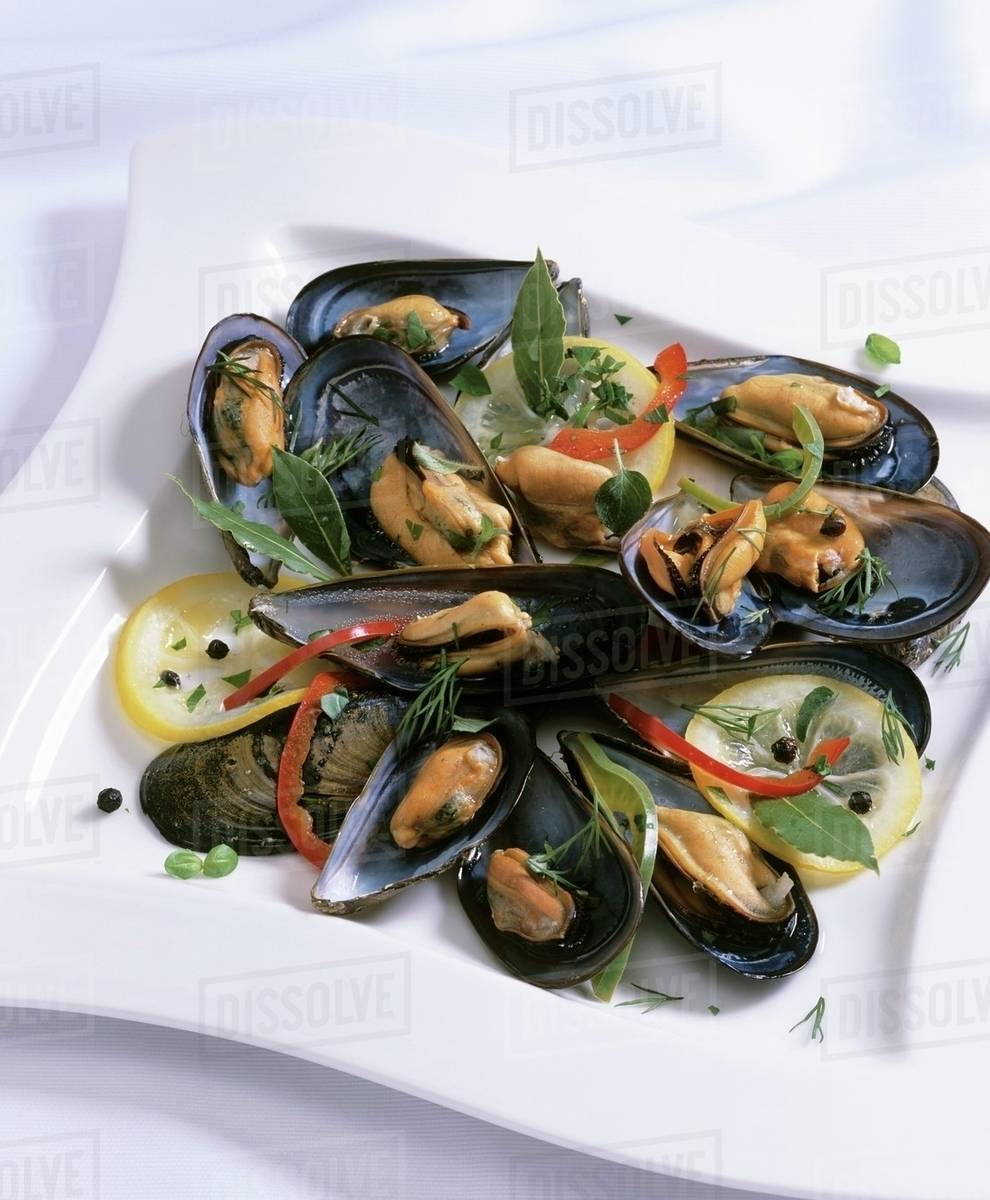 Plate of mussels - Royalty-free Stock Photo | Dissolve