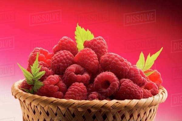 Basket of fresh raspberries - Royalty-free Stock Photo | Dissolve