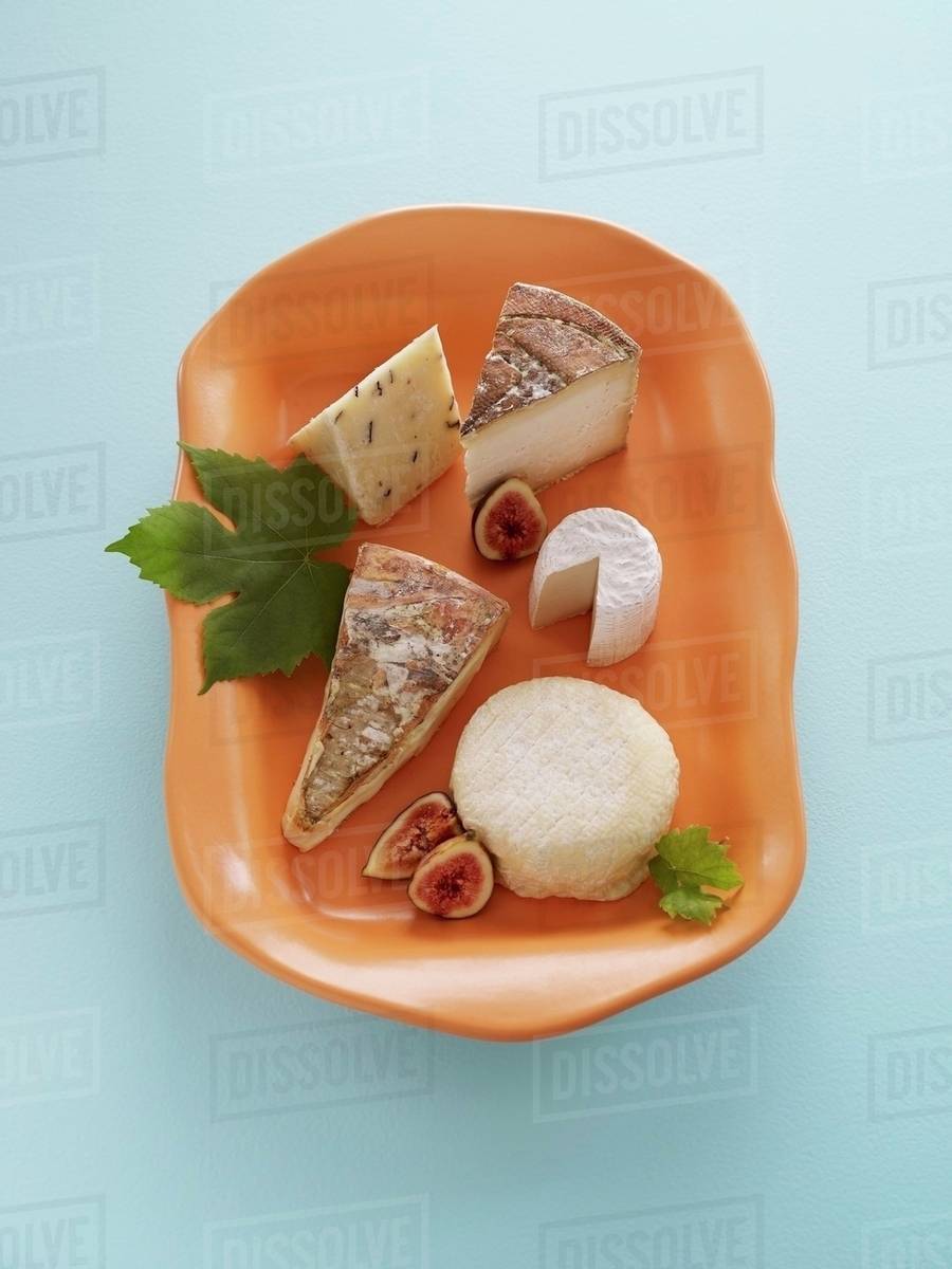 Various Cheese with Figs on Dish - Royalty-free Stock Photo | Dissolve