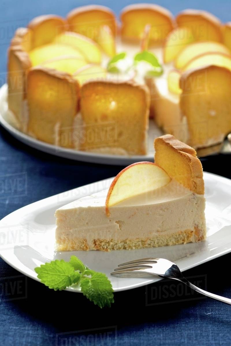 Melba toast cake with apple mousse cream - Stock Photo - Dissolve
