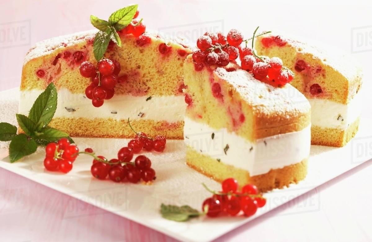 Redcurrant cake with mint cream - Royalty-free Stock Photo | Dissolve