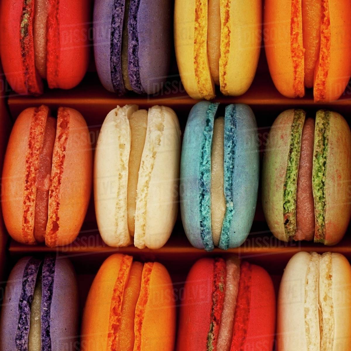 A box of multi coloured macaroons - Royalty-free Stock Photo | Dissolve