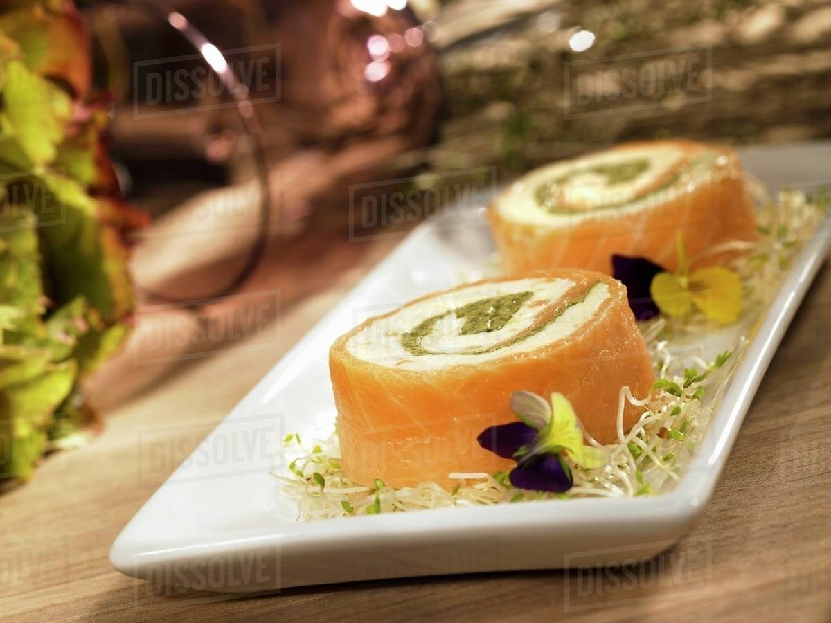 Salmon roulade with cream cheese - Royalty-free Stock Photo | Dissolve
