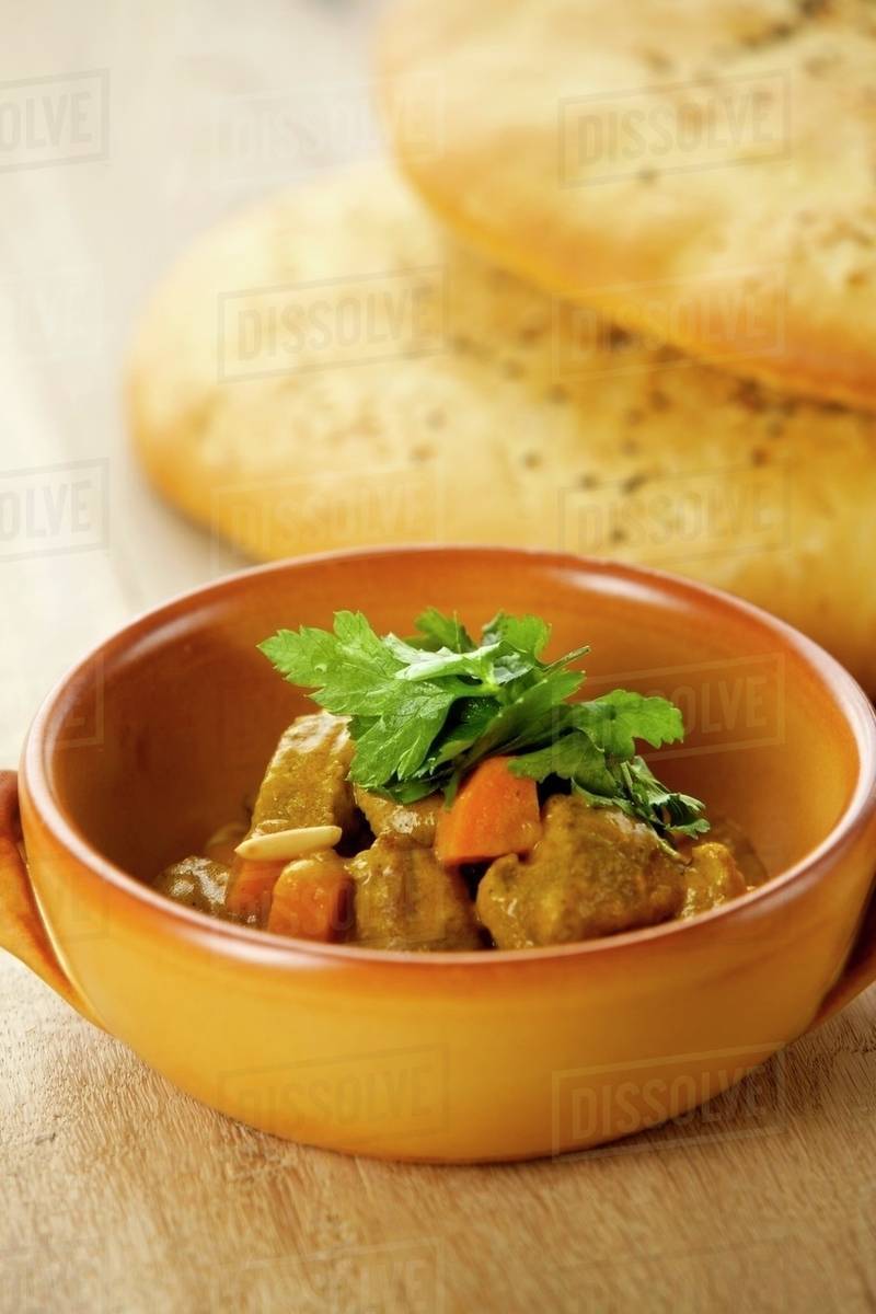 Lamb ragout with oriental unleavened bread - Royalty-free Stock Photo ...