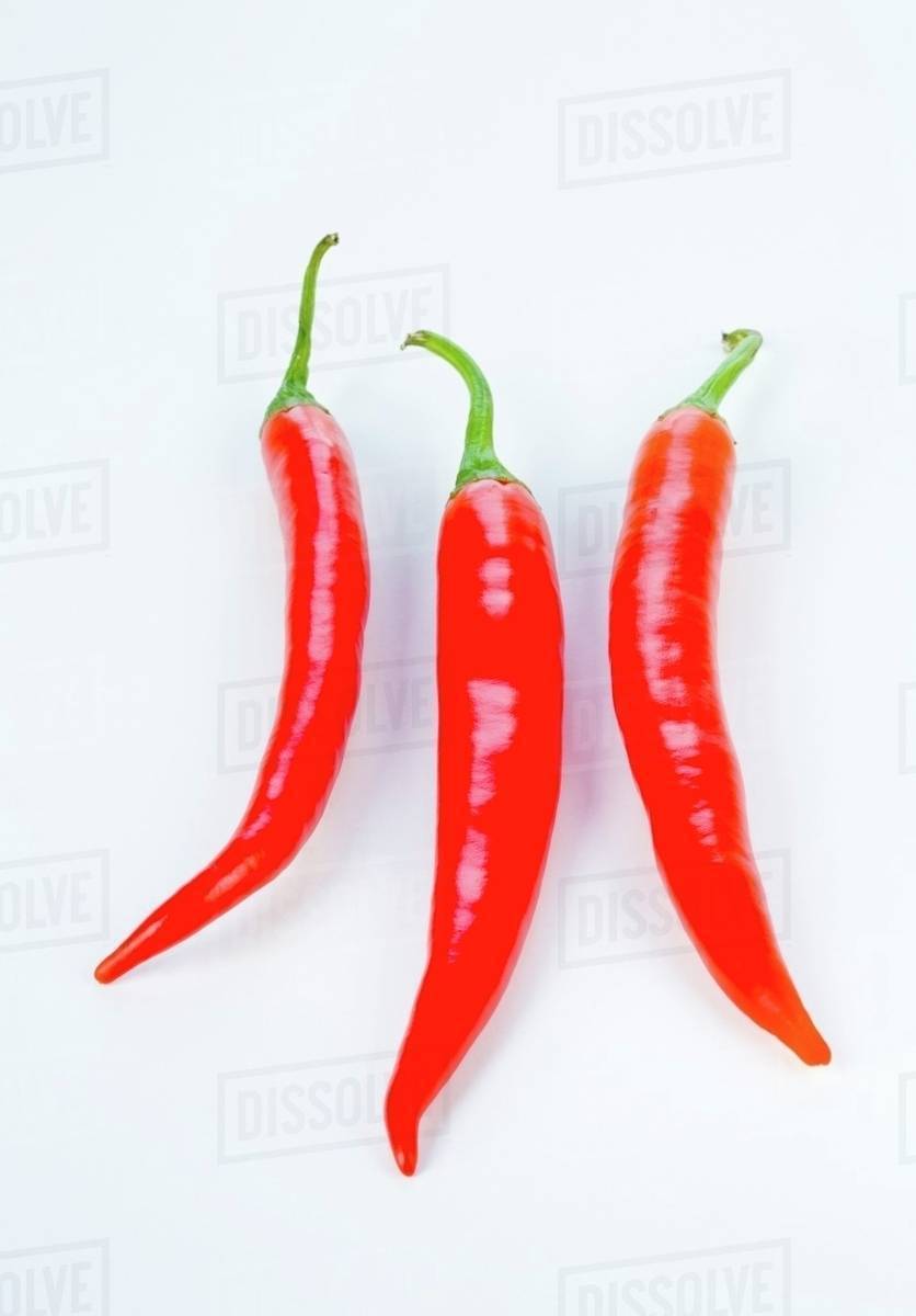 Three red chillies - Stock Photo - Dissolve
