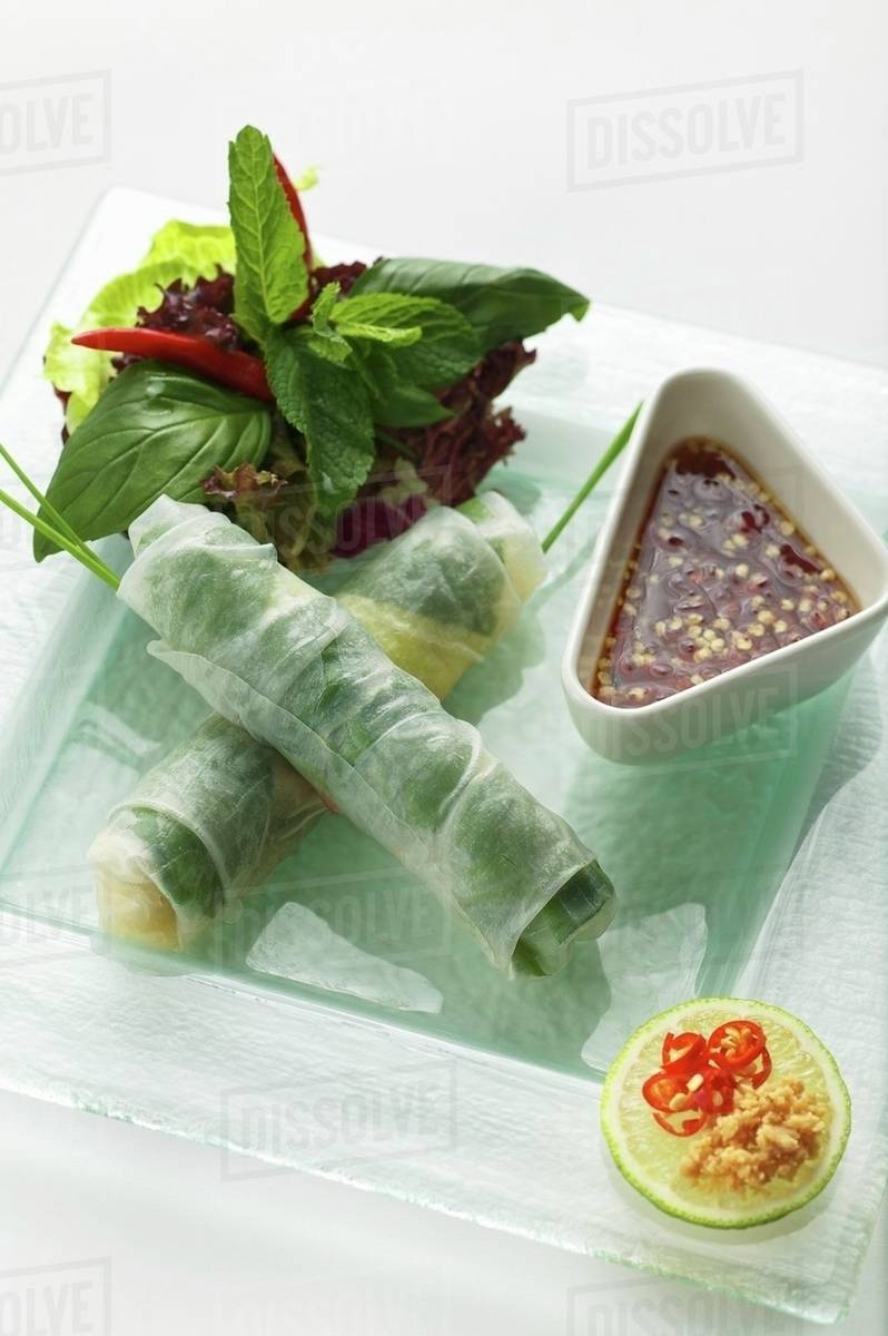 Steamed Vietnamese spring rolls with fish sauce - Royalty-free Stock ...