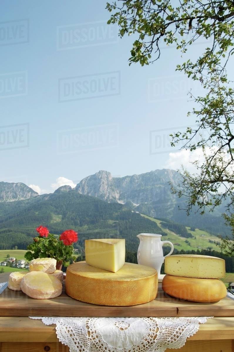 A cheese platter from Salzburg, Austria (Schmierkase, Bergkase ...