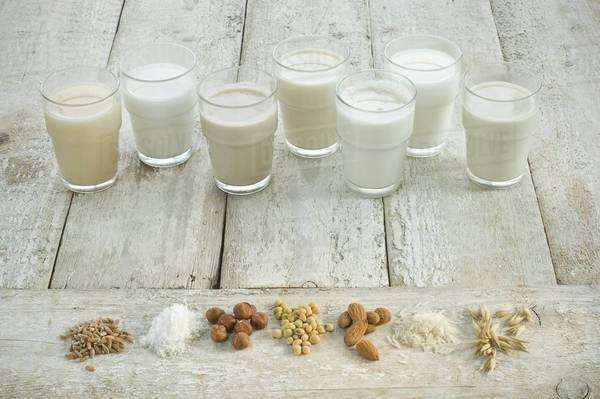Various types of lactose-free milk in glasses - Royalty-free Stock ...