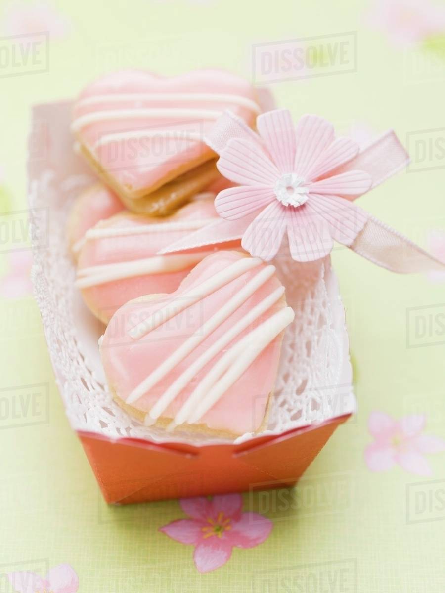 Pink heart biscuits filled with jam as a gift - Royalty-free Stock ...