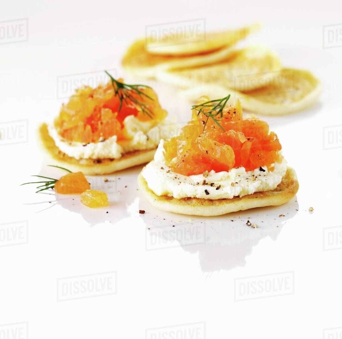 Blinis with smoked salmon and cream cheese - Royalty-free Stock Photo ...