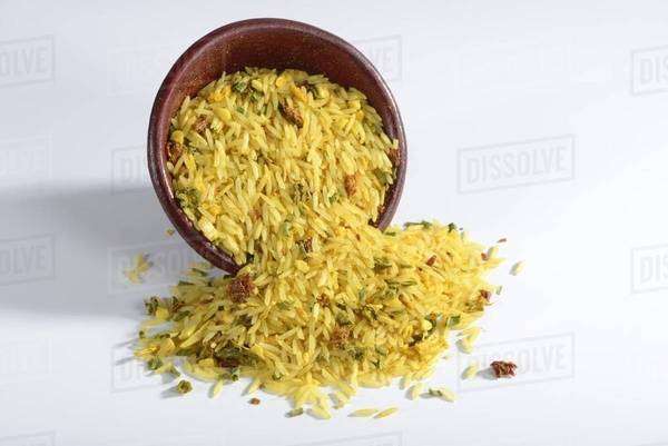 A ready-made mix of rice with dried vegetables and spices - Stock Photo ...