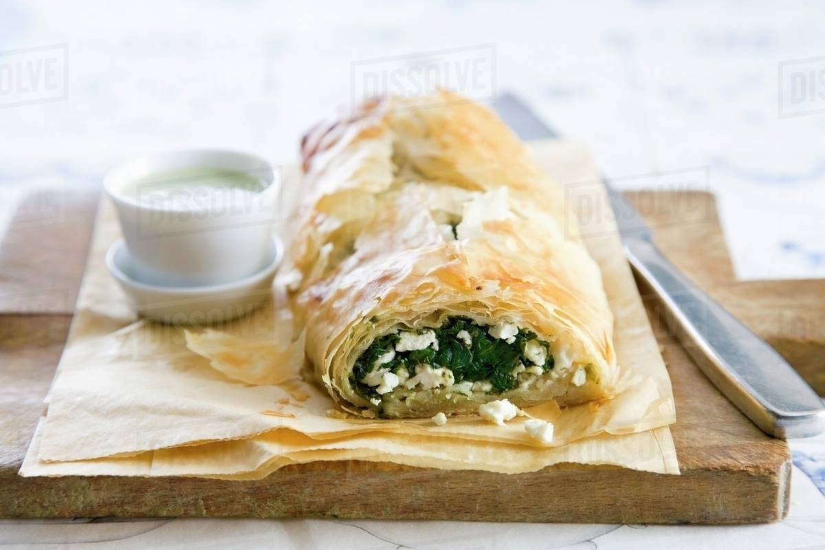 Filo pastry with spinach and feta filling - Royalty-free Stock Photo ...