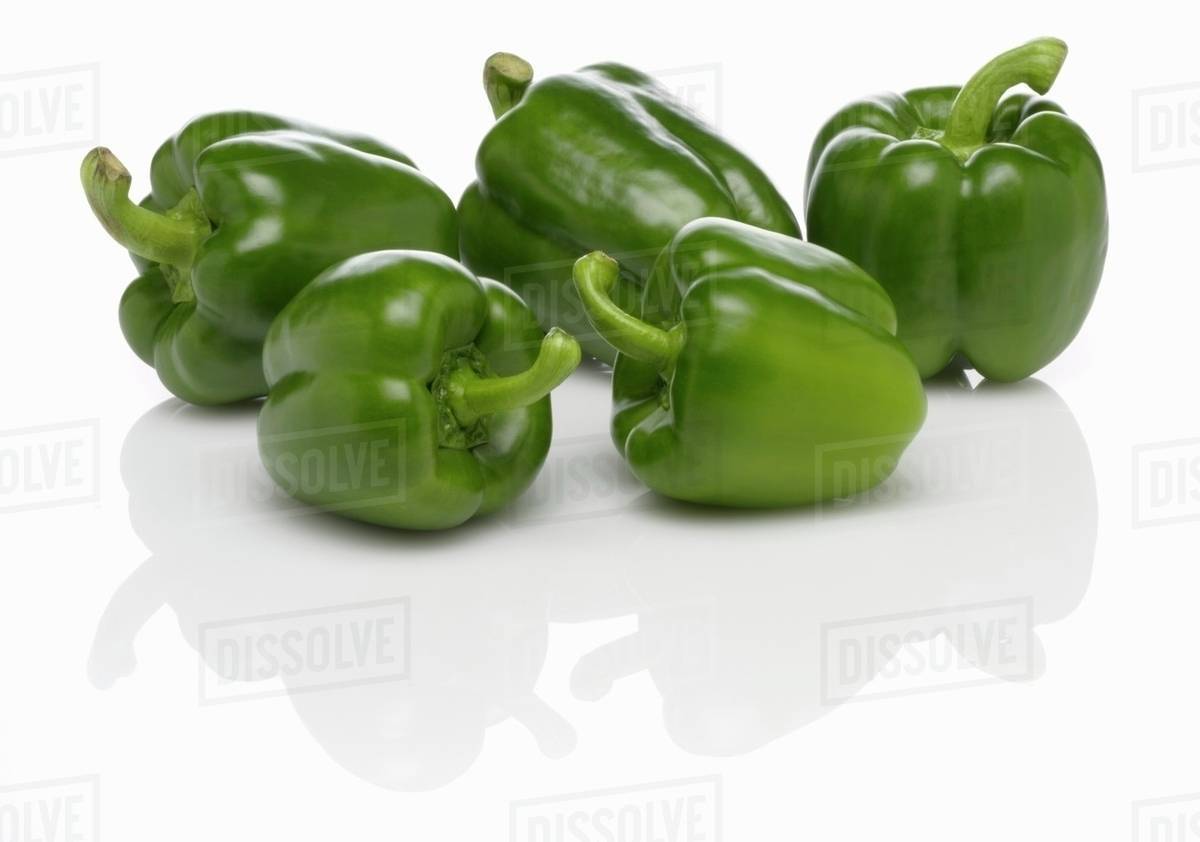 Five green peppers - Royalty-free Stock Photo | Dissolve