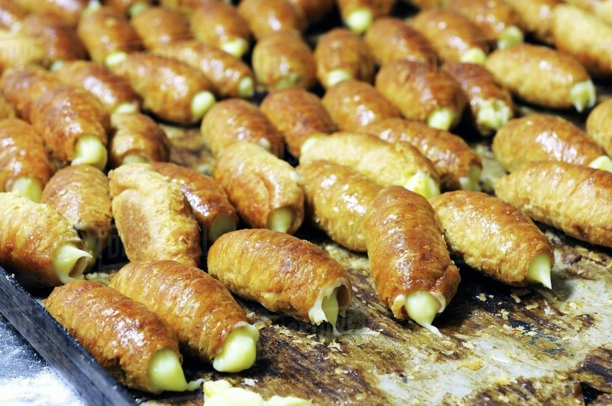 Cornetti alla crema (cream filled pastries, Italy) - Royalty-free Stock ...