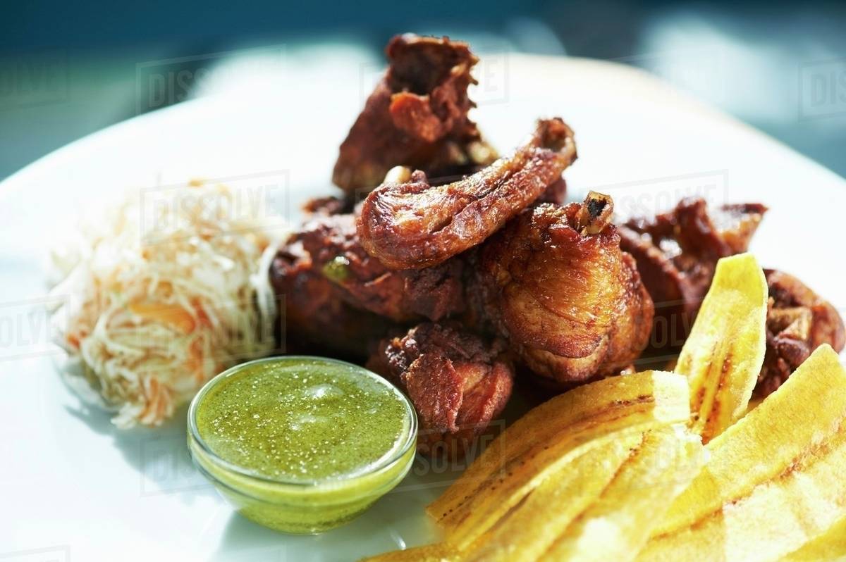 Chicharron de Pollo (Deep Fried Chicken) with Plantain Chips - Royalty ...
