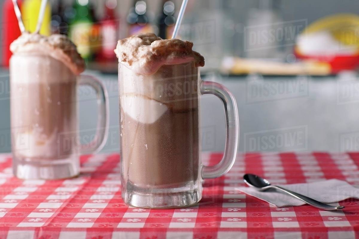Two Root Beer Floats on a Table with Straws - Royalty-free Stock Photo ...