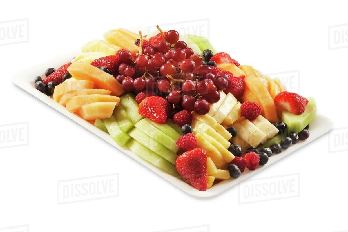 Fruit Platter on a White Background - Stock Photo - Dissolve