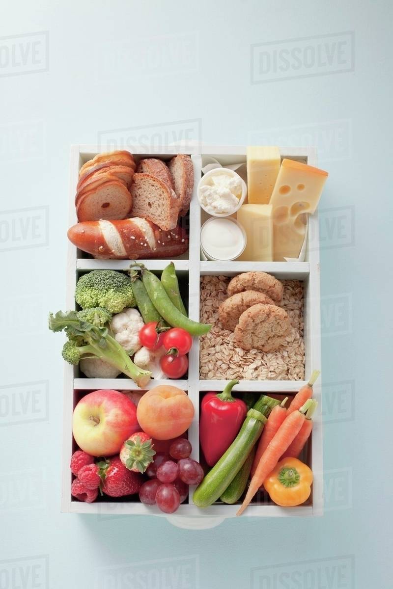 Various food groups in a box - Royalty-free Stock Photo | Dissolve