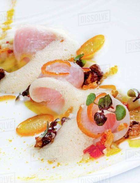 Citrus Hamachi Fish with a Foam Sauce - Royalty-free Stock Photo | Dissolve