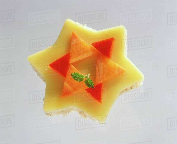 Star-shaped open cheese sandwich with pepper and carrot - Royalty-free ...