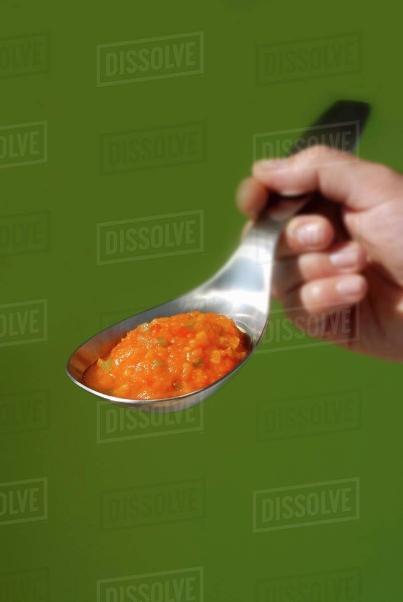Pepper chutney on spoon - Royalty-free Stock Photo | Dissolve