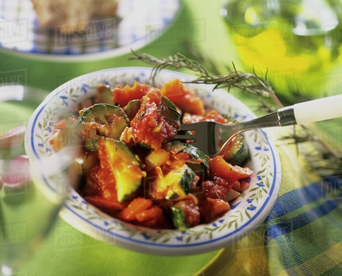 Courgette & tomato ragout with onion, garlic and rosemary - Royalty ...