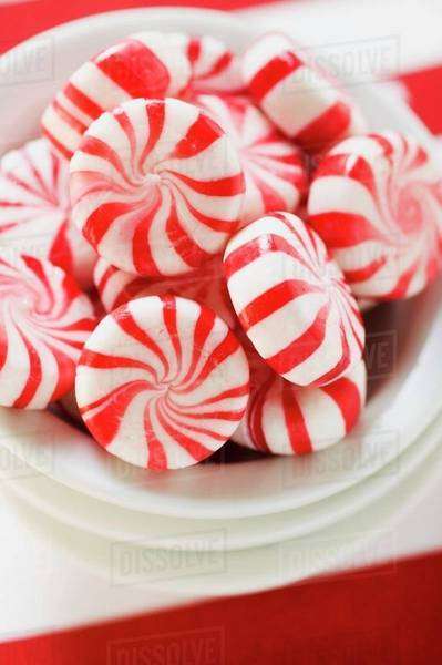 Starlite Mints (peppermints, USA) in white bowl - Royalty-free Stock ...