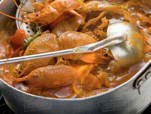 Crayfish stew in stew-pan on cooker - Royalty-free Stock Photo | Dissolve