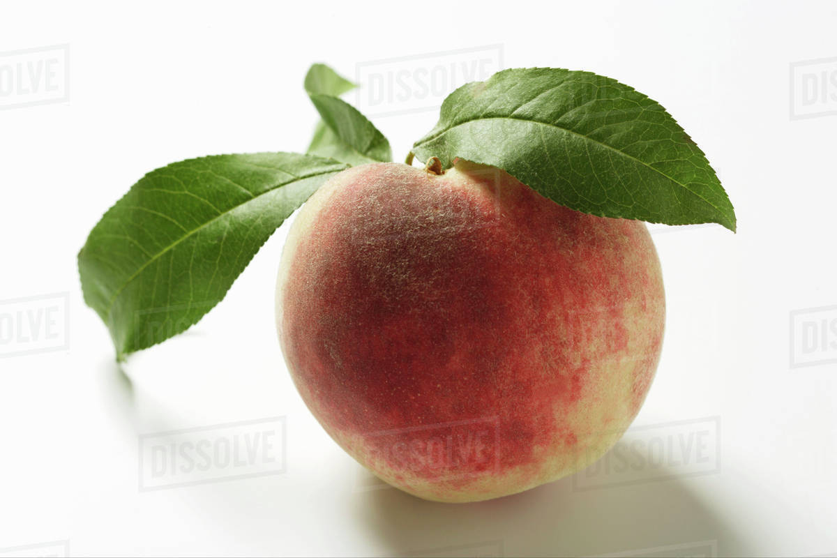 Fresh peach with leaves - Royalty-free Stock Photo | Dissolve