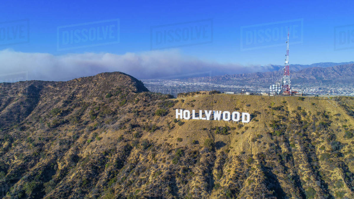 Fire beyond the Hollywood sign - Royalty-free Stock Photo | Dissolve