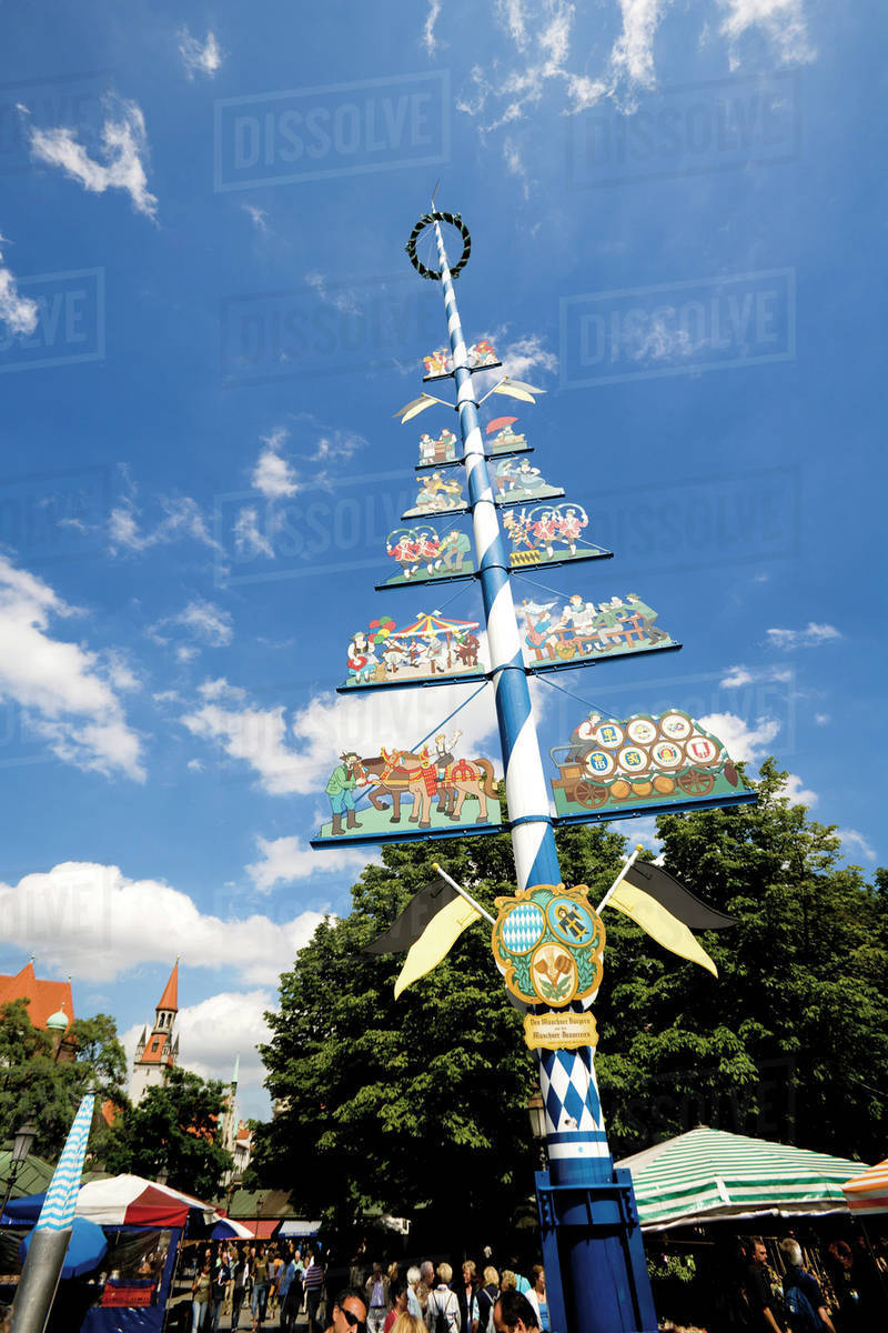 Germany, Bavaria, Munich, Maypole on Viktualienmarkt - Stock Photo ...