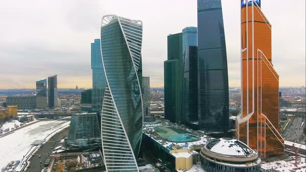 Aerial city view of modern skyscrapers in downtown Moscow - Stock Video ...