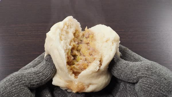 Chinese style meat bun - 4K Royalty-free Stock Video Footage | Dissolve
