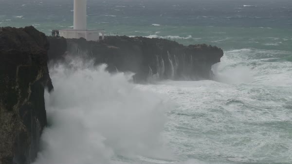 Huge hurricane waves crash against massive cliffs - Stock Video Footage ...