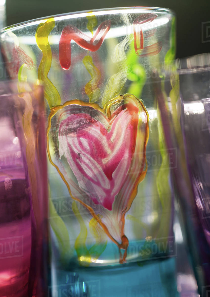 Hand painted glass, close-up - Stock Photo - Dissolve