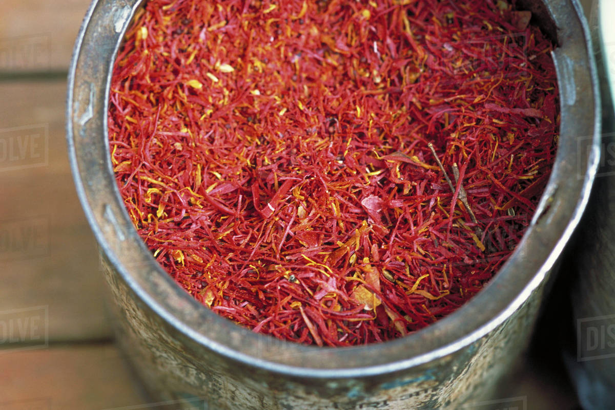 Saffron in container, close-up - Royalty-free Stock Photo | Dissolve