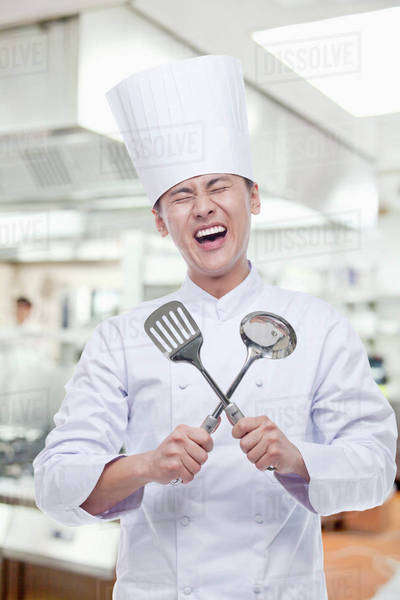 Chef With Cooking Utensils, Mouth Open - Royalty-free Stock Photo ...