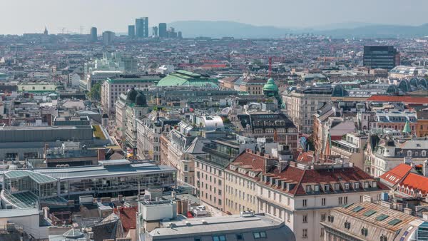 Panoramic aerial view of Vienna, austria, from south tower of st ...