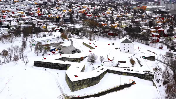 Trondheim, Norway. Aerial view of the city center in winter in ...
