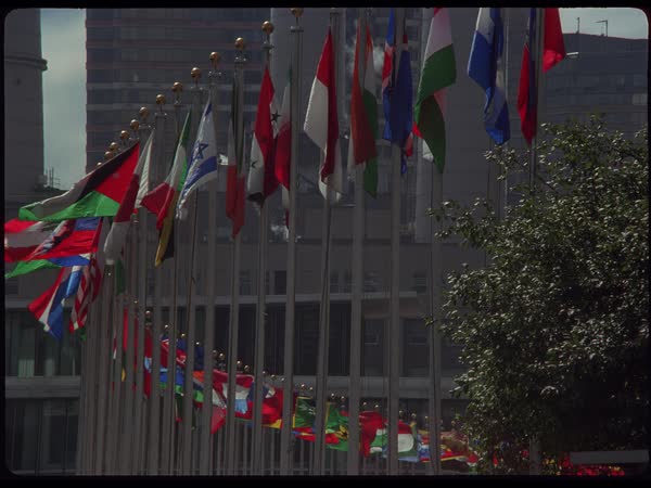 United Nations country flags, New York City, 1989 - HD Rights-managed ...
