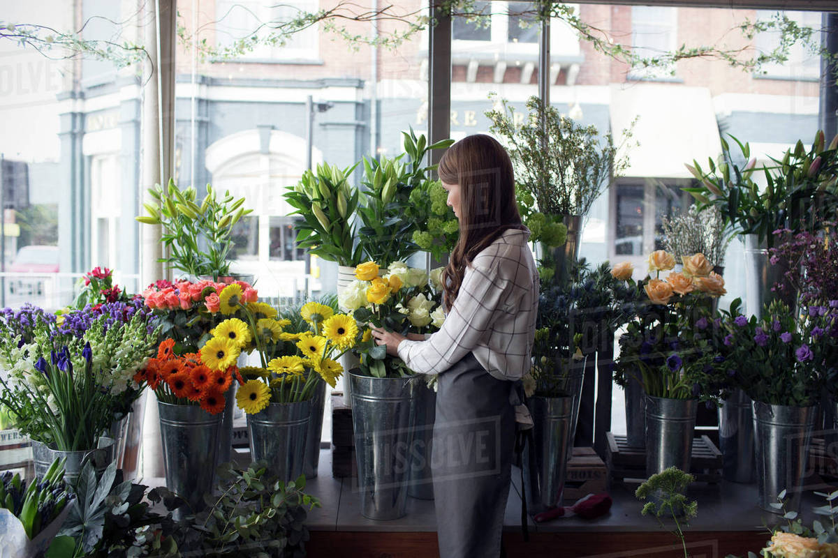 Female florist at work in shop - Royalty-free Stock Photo | Dissolve