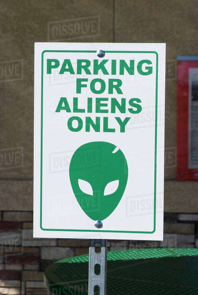 Alien parking sign - Stock Photo - Dissolve