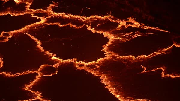 Molten lava lake in Halemaumau Crater, a pit crater in the summit ...