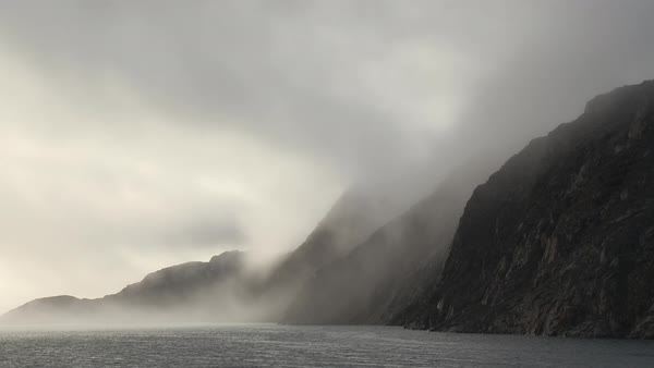Sea fog in Crocker Bay, Devon Island, Canadian Arctic, September ...